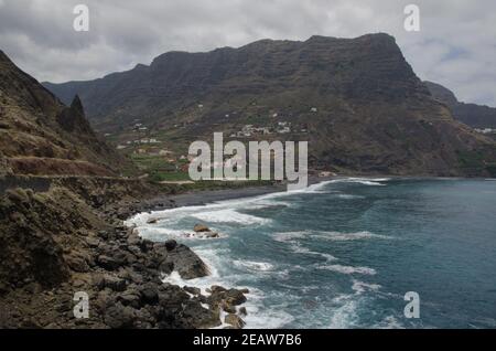 Landscape of Hermigua beach in La Gomera, travel destination in the ...