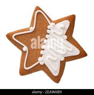 Gingerbread Star Isolated Over White Background Stock Photo - Alamy