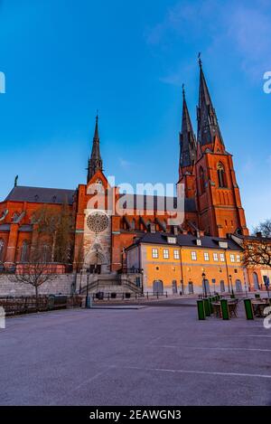 Uppsala Domkyrka, a famous cathedral in Sweden, is depicted in this ...