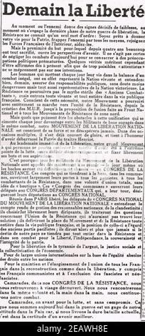 La Marseillaise, newspaper of the french National Liberation Movement ...