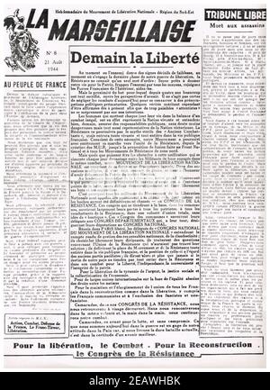 La Marseillaise, newspaper of the french National Liberation Movement ...