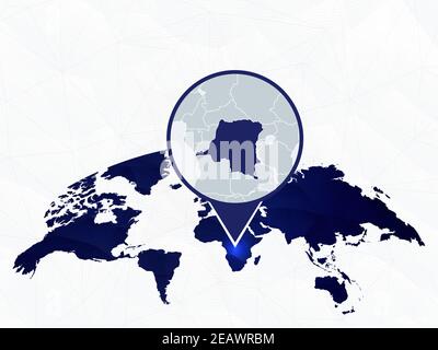 DR Congo map highlighted in DROC flag colors, gray map with neighboring ...