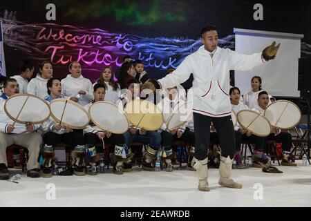 Inuit Siglit Drummers and Dancers of Tuktoyaktuk performing in ...
