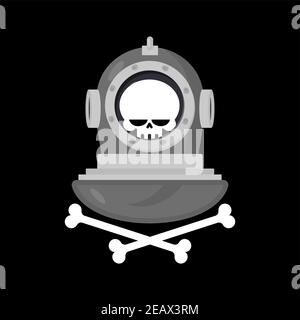Scuba diver skull vector illustration. Head of skeleton with mask ...