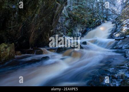 Hassafallen Waterfall in Rural wild Forest outside of Jonkoping Stock ...