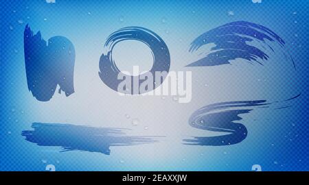 Wipe stains on glass with condensation water drops, palm, heart and ...