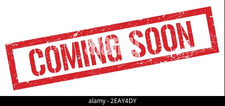 COMING SOON red grungy rectangle stamp sign Stock Photo - Alamy