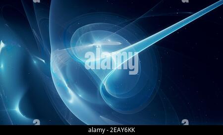 Blue glowing interstellar portal, computer generated abstract ...