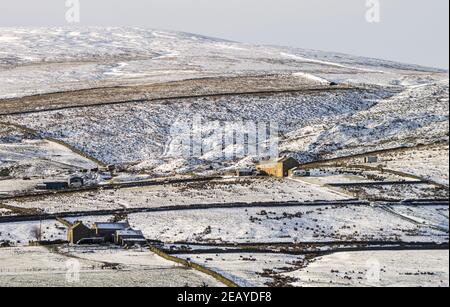 Snow on the fells in Weardale, the North Pennines, County Durham, UK ...