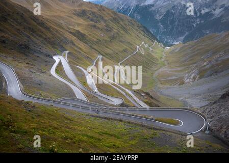 Hairpin bend on the eastern side of Passo dello Stelvio, the Stelvio ...