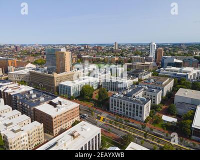 Northeastern University main campus and Huntington Avenue aerial view ...