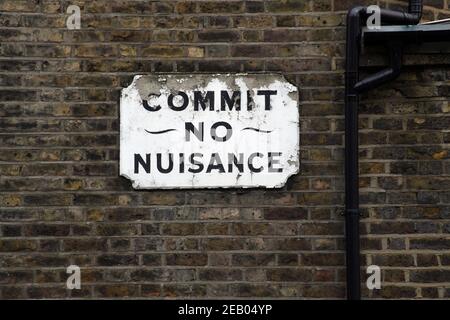 Commit No Nuisance Sign on Market Hall, Amersham, Buckinghamshire Stock ...