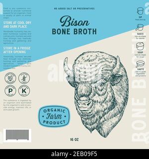 Beef Bone Broth Label Template. Abstract Vector Food Packaging Design ...