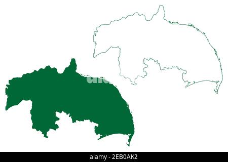 Guntur district (Andhra Pradesh State, Republic of India) map vector ...