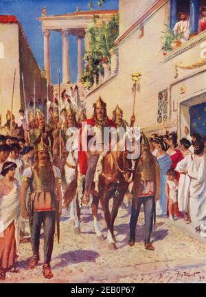 Alaric I king of Visigoths entering Athens, (395) c1920. Artist ...