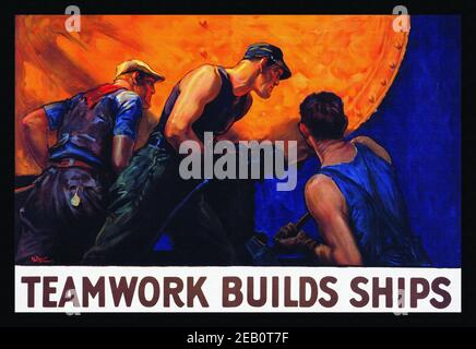 Teamwork builds ships Stock Photo - Alamy