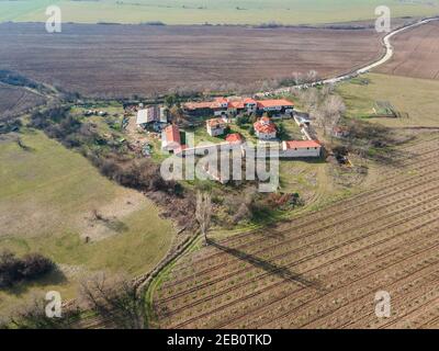 Aerial view of Medieval Arapovo Monastery dedicated to Saint Nedelya ...