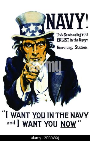 Vintage Uncle Sam navy recruiting poster Stock Photo - Alamy