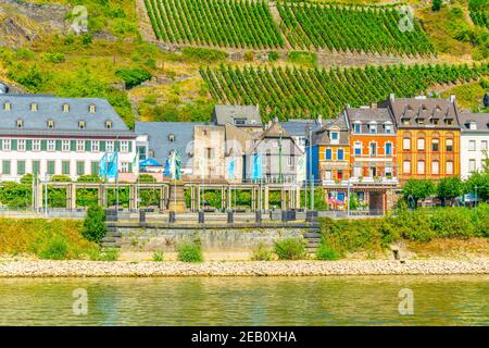 Kaub, Rhineland-Palatinate, Germany - August 19, 2020: Ships on the ...