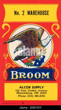 Eagle Broom Label Stock Photo - Alamy