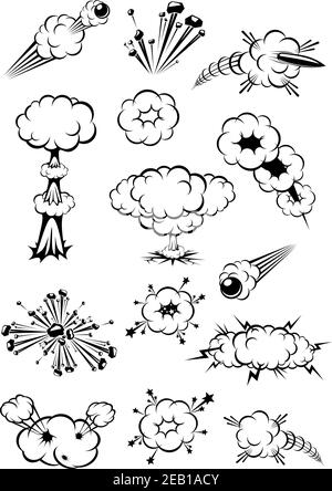 Cartoon comic cloud and motion trail set isolated on transparent ...