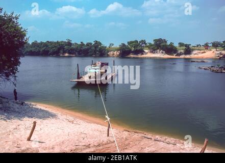 APURE STATE, VENEZUELA - Truck on river ferry pulled by hand across ...