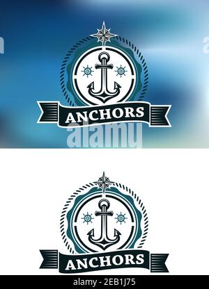 Anchor isolated marine heraldry symbol monochrome icon. Vector vintage ...