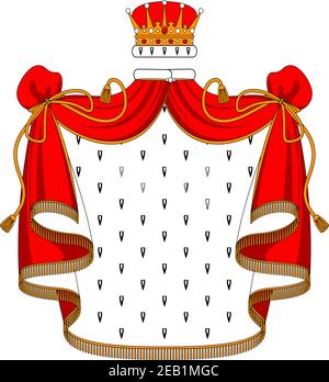 Medieval heraldic royal mantle with crown. Kings blazon, monarch coat ...