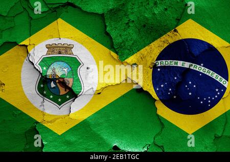 Flags of Ceara state and Brazil painted on cracked wall Stock Photo - Alamy
