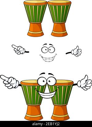 Cartoon african drum character, isolated vector djembe funny percussion ...