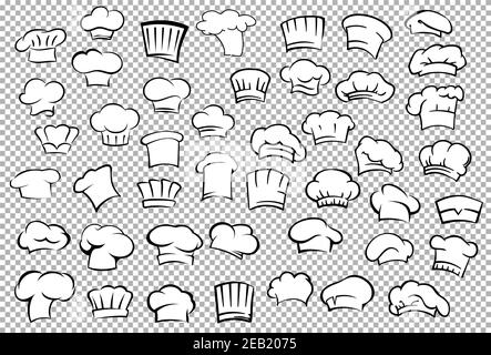Outline chef hats and toques vector set. Chef hat, restaurant chef cap ...
