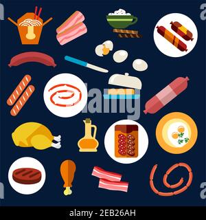 Bacon Icons Flat Design Stock Vector Image & Art - Alamy
