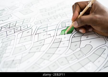 Land Map And Urban Building Project Plan Or Plot Stock Photo - Alamy