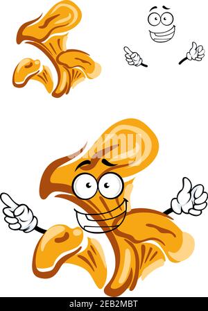 Chanterelle cartoon icon. Wild nature plant. Woodland fungus isolated ...