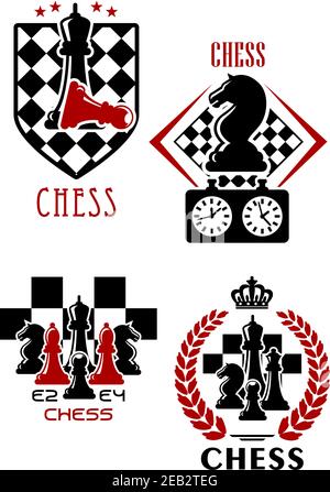 Black and red chess sports game logos, labels and symbols for club, cup ...