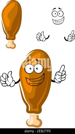 Fried chicken leg cartoon character. Roast chicken leg mascot. Vector ...