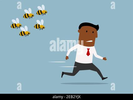 Cartoon man is very angry and chasing, vector illustration. Black ...