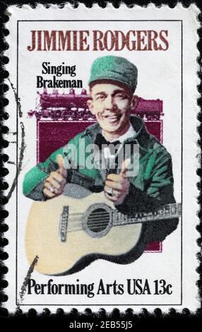 American country singer Jimmie Rodgers on postage stamp Stock Photo - Alamy