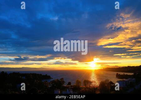 sunset with colorful sky and clouds, Skiathos , Greece Stock Photo - Alamy