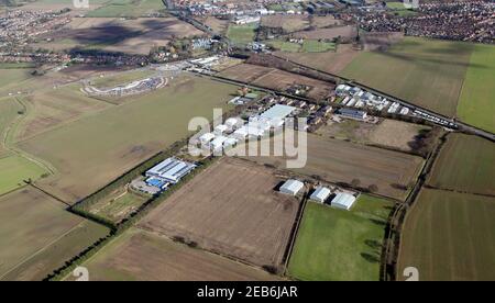 Aerial view of Poppleton, York at the A59 / A1237 roundabout junction ...