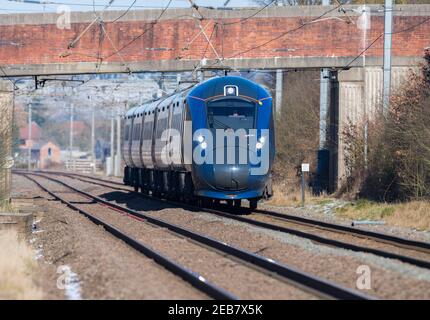 Hull Azuma trains in their new blue livery Stock Photo - Alamy