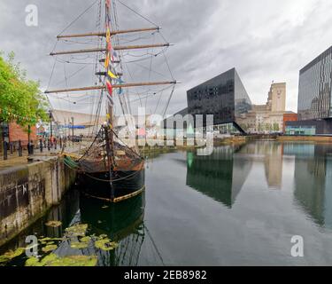 Brigantine square rigged sailing ship in full sail in the South Pacific ...