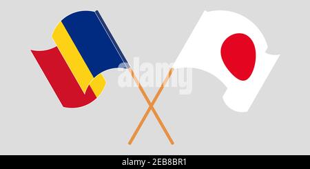 Japan and Romania flags for official meeting against background of ...