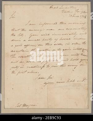 (Washington, George.) Valley Forge. To Colonel Morgan Stock Photo - Alamy