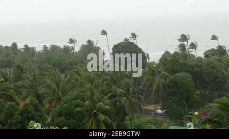 Pabuk typhoon, ocean sea shore in Thailand. Natural disaster, eyewall ...