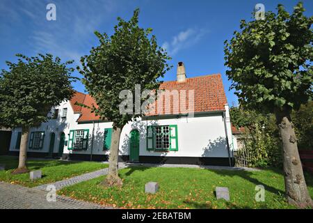 Typical Flemish rural houses in the countryside of Damme, a picturesque ...