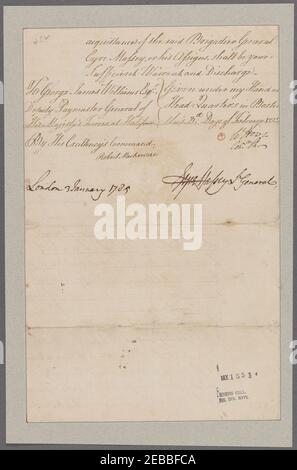 Howe, William. Boston. To George James Williams Stock Photo - Alamy