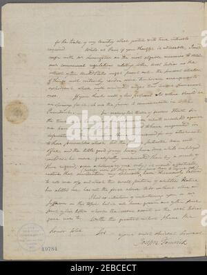 Letter from Joseph Fenwick Stock Photo - Alamy