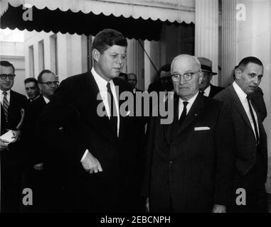 President John F. Kennedy and Harry S. Truman in the Oval Office of the ...
