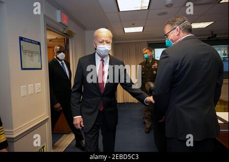 Defense Secretary Lloyd Austin arrives at the Pentagon, Friday, Jan. 22 ...